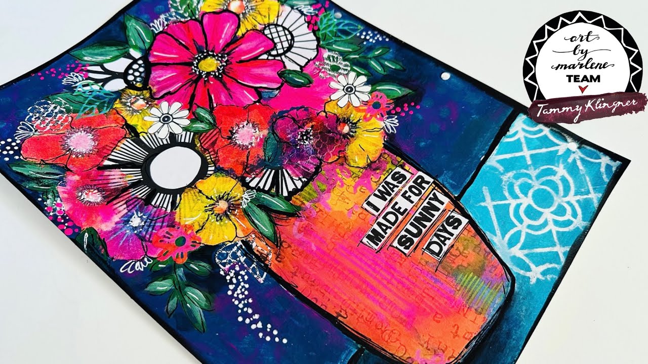 Flowers in vase - Art Journal Page - YouTube