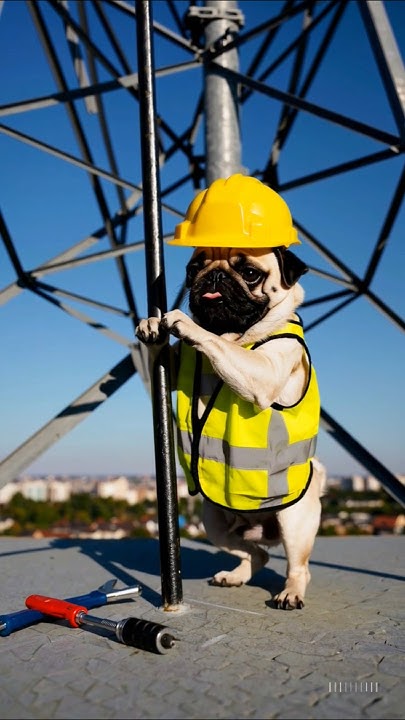 Pug on the Tower – Hard at Work! 🏗️🐾🔧 #pug #tower - YouTube