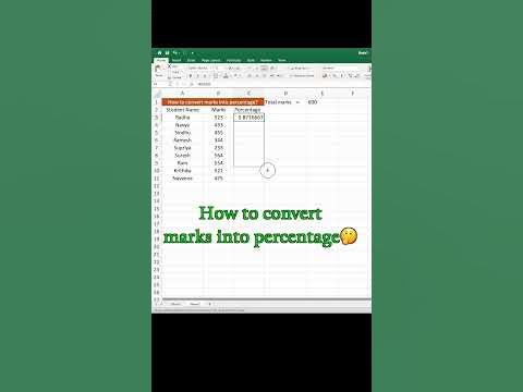 How to convert Marks into Percentage in Excel?#education #excel #trics #shortvideo #shortcuts ...