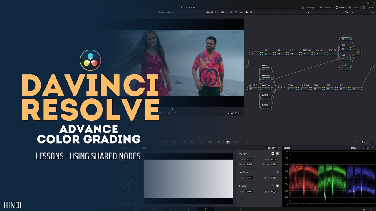 Advance Color Grading in Davinci Resolve | 22 Using Shared Nodes | Davinci Resolve Color Grading ...