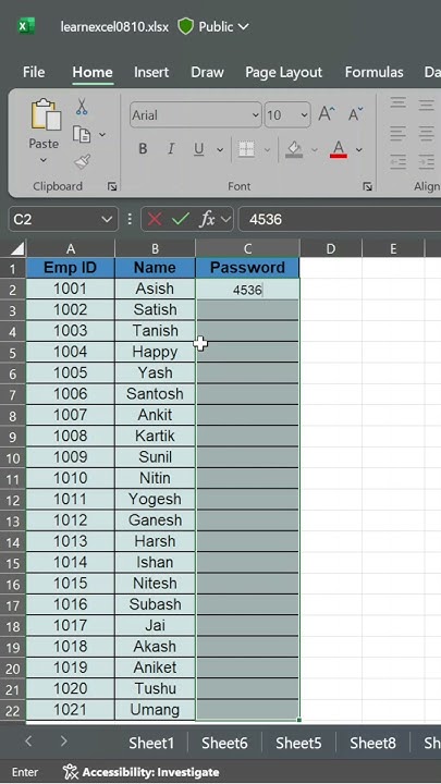 Hide passwords in excel #excelforjob #excelhacks #exceltricks @LearnExcel0810 - YouTube