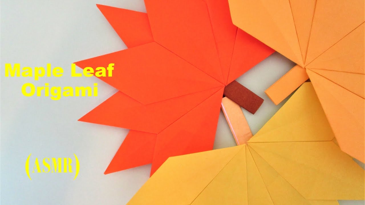 (ASMR) Super Easy Maple Leaf Origami. Relaxing and soothing paper sound ...