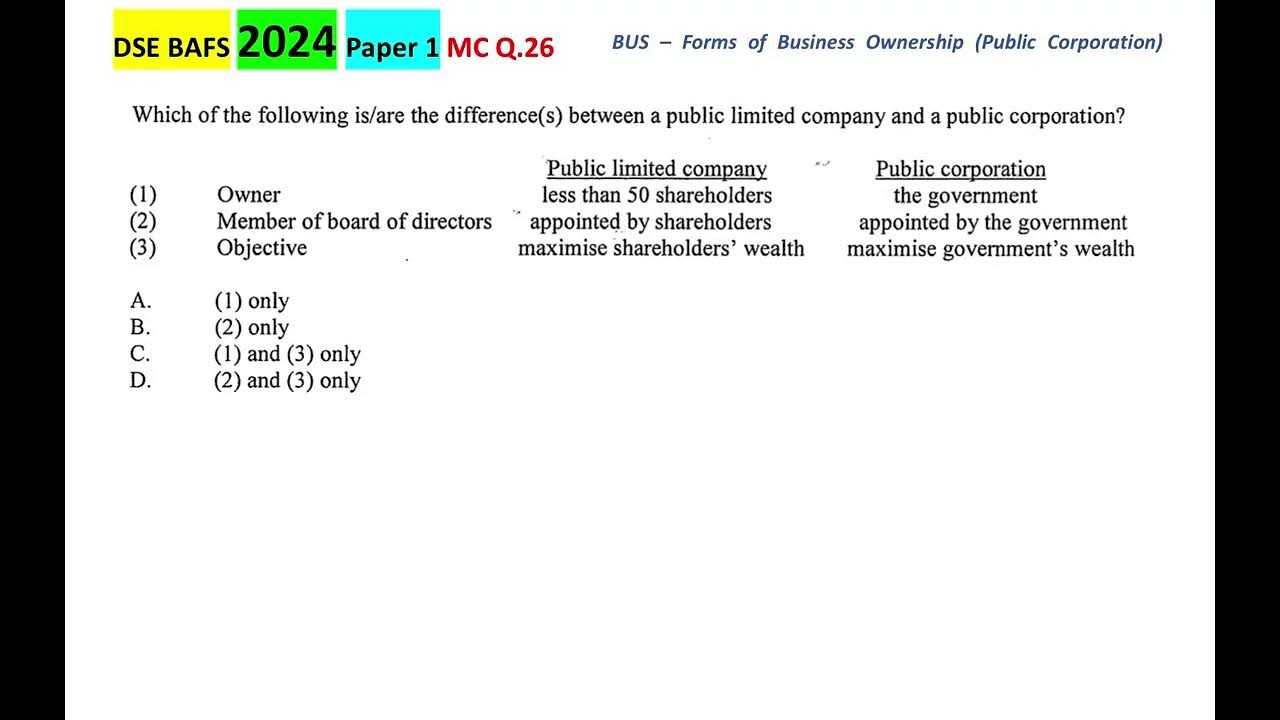 2024 DSE Paper 1 MCQ.26 - YouTube