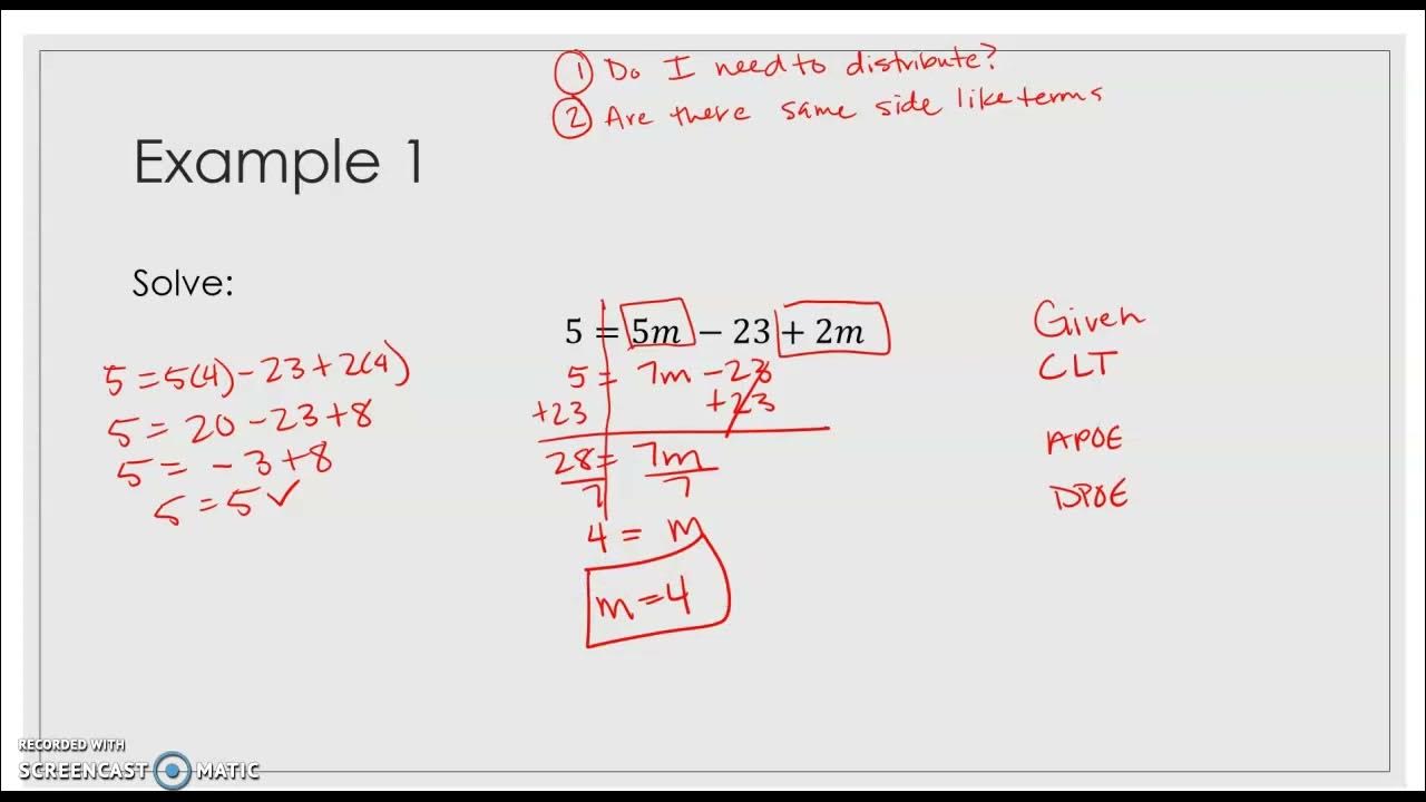 2.3a Multi-Step Equations - YouTube