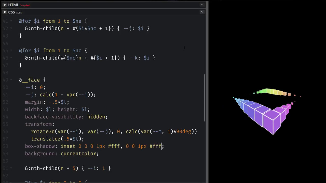 Pulsing 🌈 square 💍 of cubes (pure CSS) - YouTube