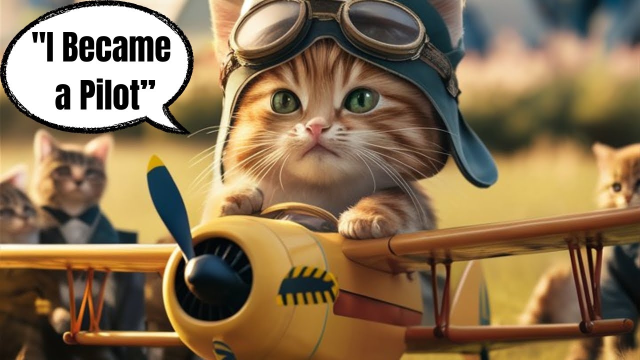 🚀🐱 Cat's Aviation Dream: From Airplane Spotting to Pilot 🐱#aicat #cat # ...
