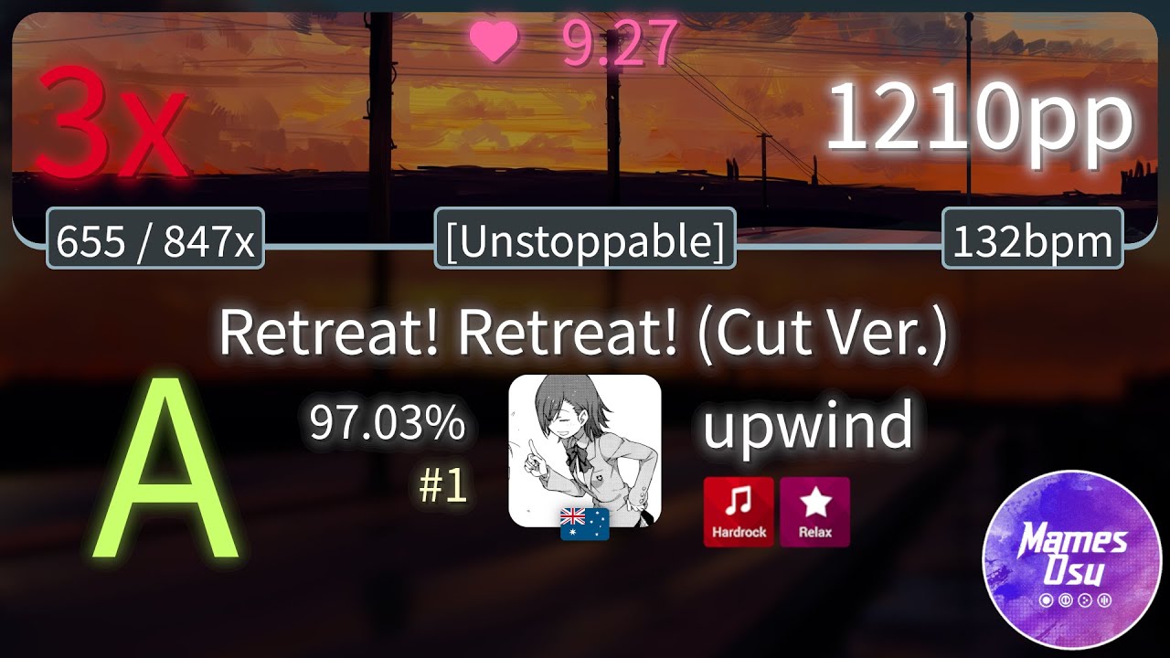 9.27⭐ upwind | 65daysofstatic - Retreat! Retreat! (Cut Ver.) +HRRX 97.03% (#1 1,210pp 3 ) -osu ...