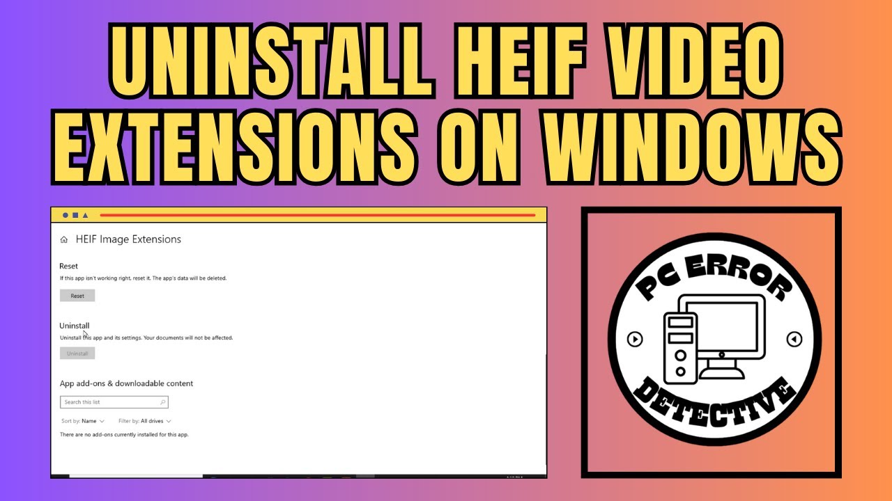 How to Uninstall HEIF Video Extensions on Windows - YouTube