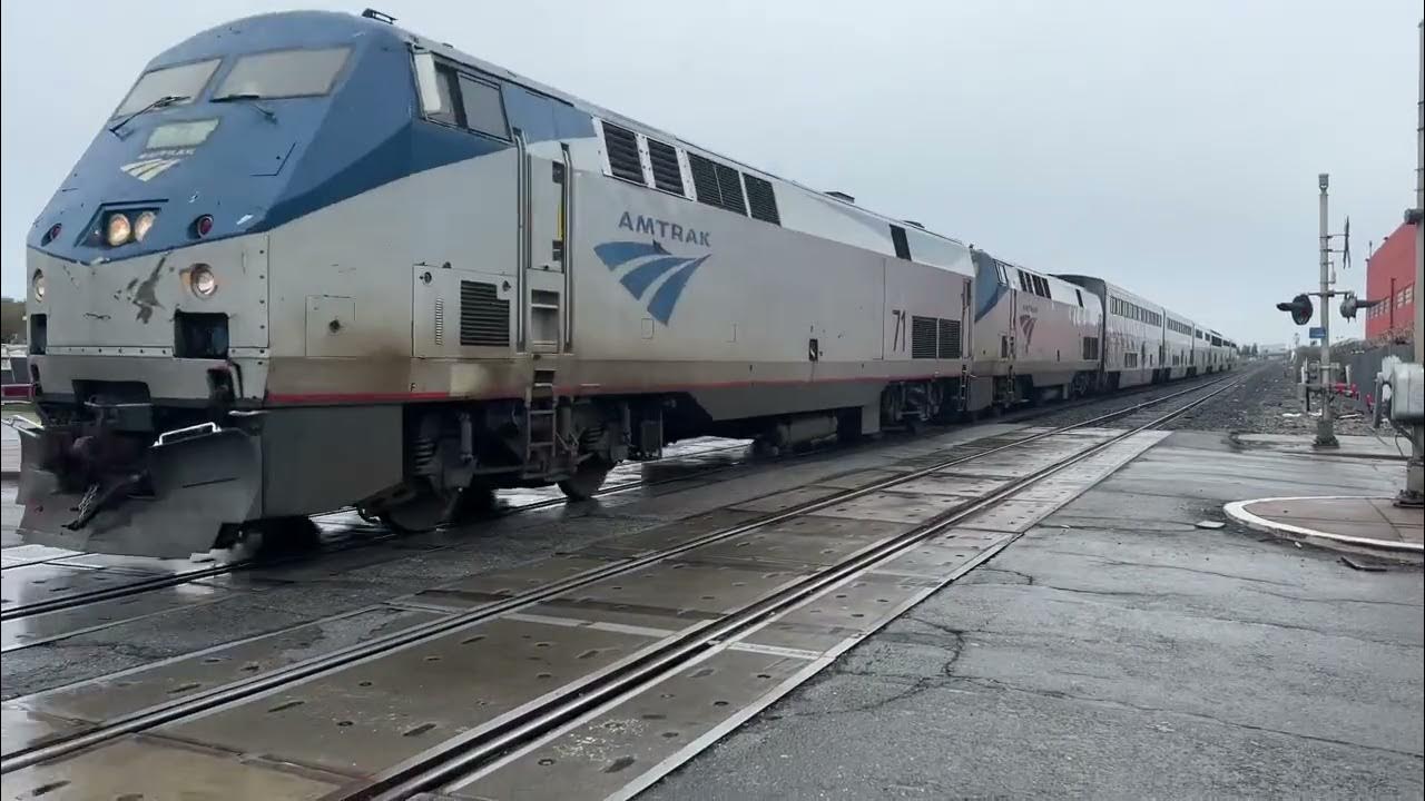 Amtrak Coast Starlight Train #11 With The K5L Horn Southbound Train at 98th Ave Crossing Oakland ...