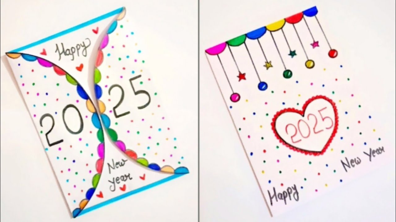 2 Easy And Beautiful New Year Card 2025 /how to make new year cards/new ...