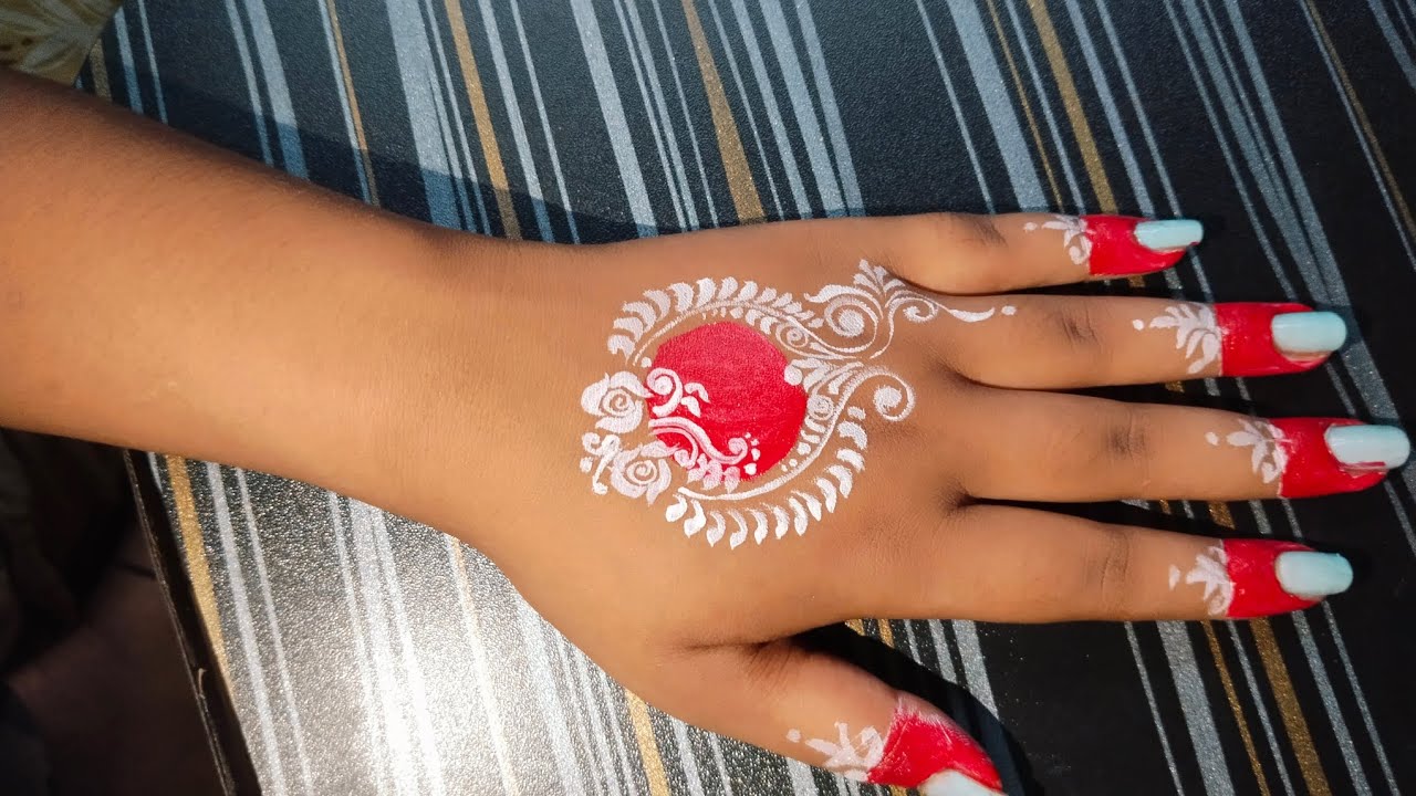 এই প্রথম বার আমি হাত কলকা করলাম । hand kolka design। simple kolka ...