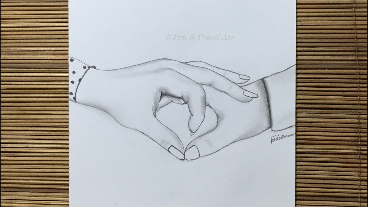 How to draw a Couple Holding Hand Making Heart Sign // Valentines Day ...