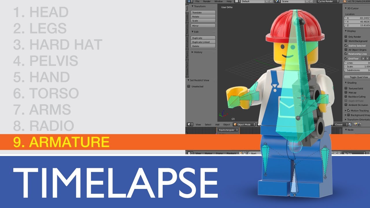 Blender 2.79b - LEGO minifigure pt. 9 - Armature Rigging - YouTube