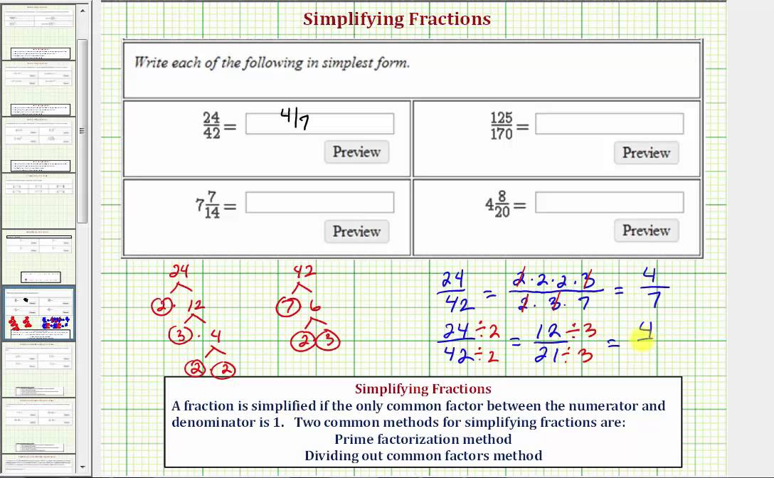 Ex: Simplify Fractions and Mixed Numbers - YouTube