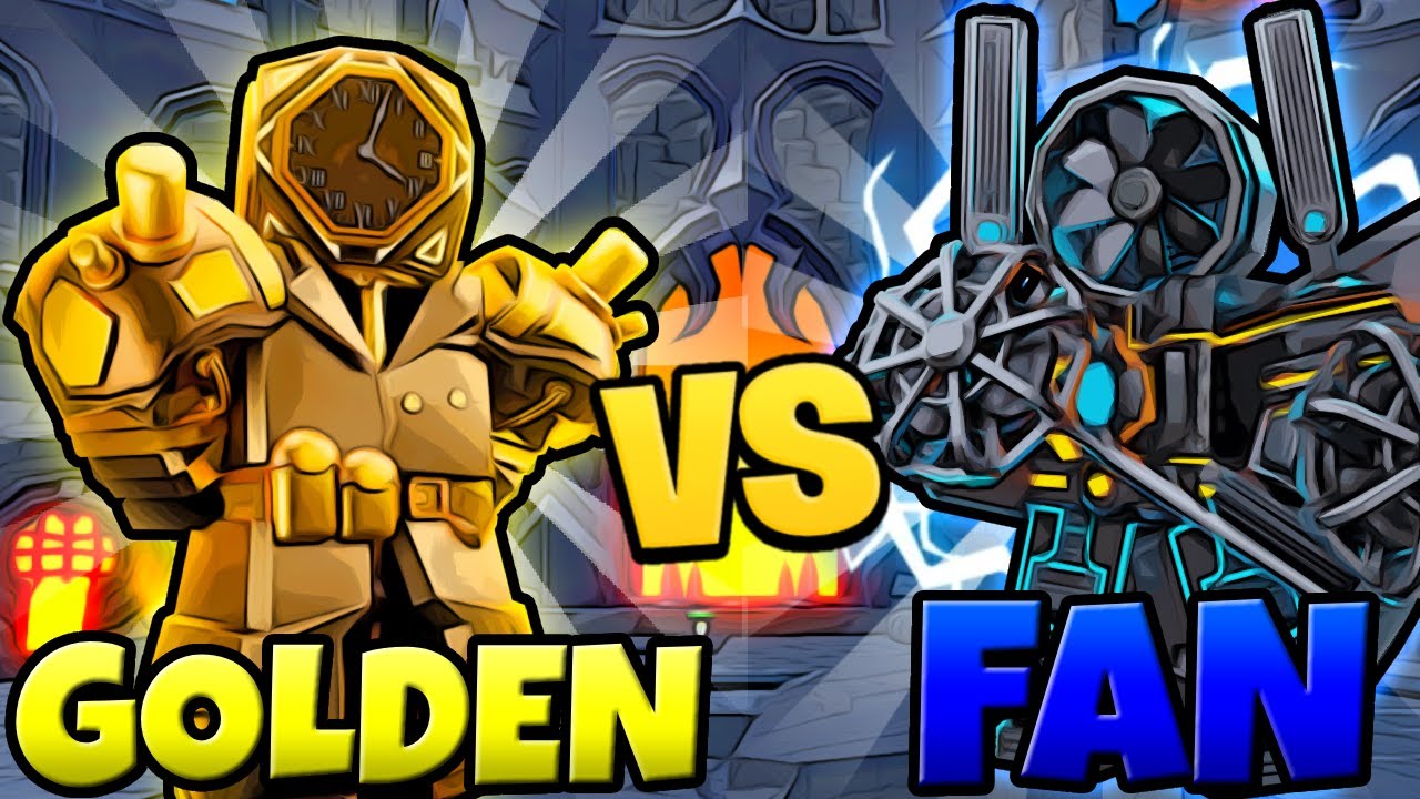 GOLDEN FUTURE LARGE CLOCKMAN VS TITAN FAN MAN! (Toilet Tower Defense ...