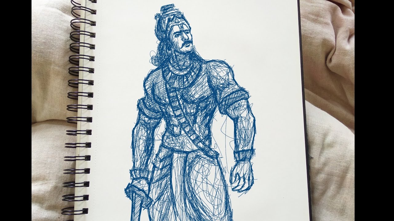 How to draw easily a Hindu Warrior for beginners - YouTube