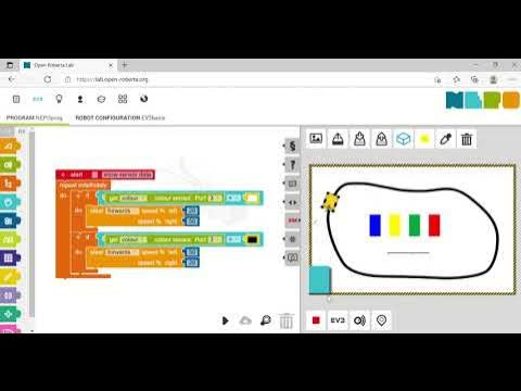 Robot programmed to follow the black line on Open Roberta Lab - YouTube