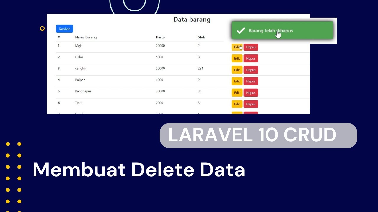 Laravel 10 Crud Delete Data Part 7 Youtube