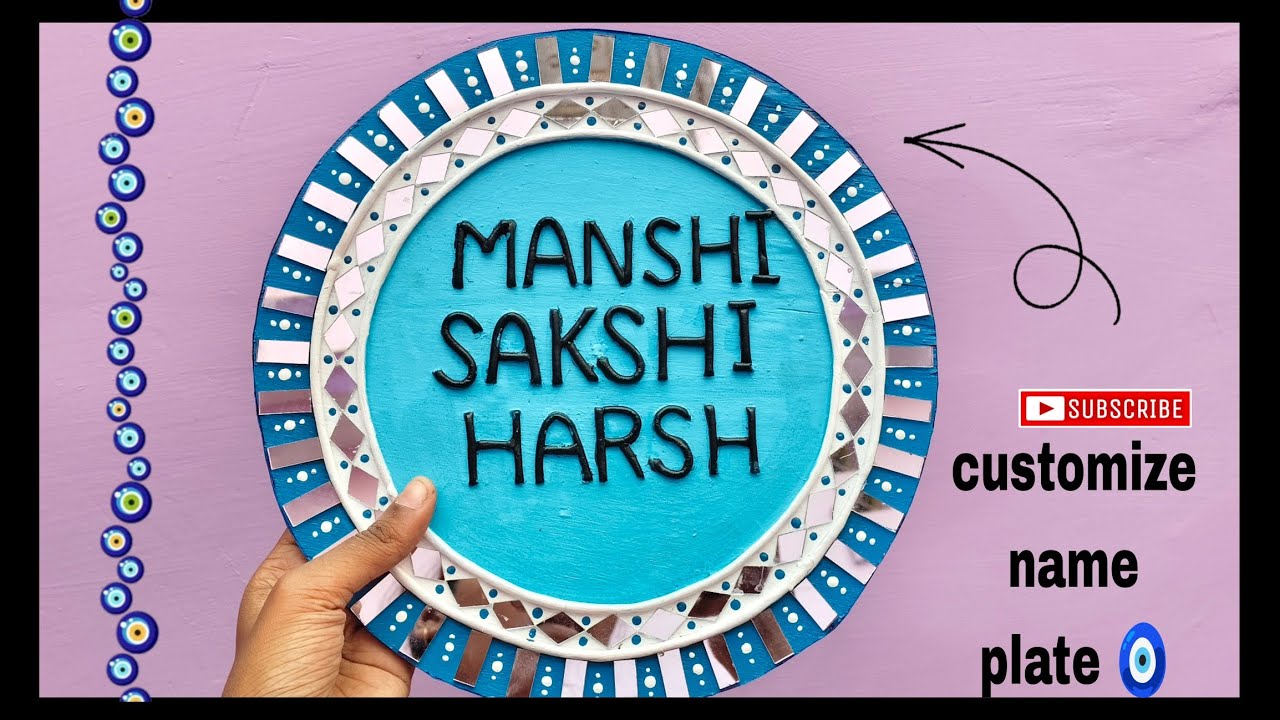 Evil eye theme name plate🧿// home made name plate #diy #craftyhome # ...