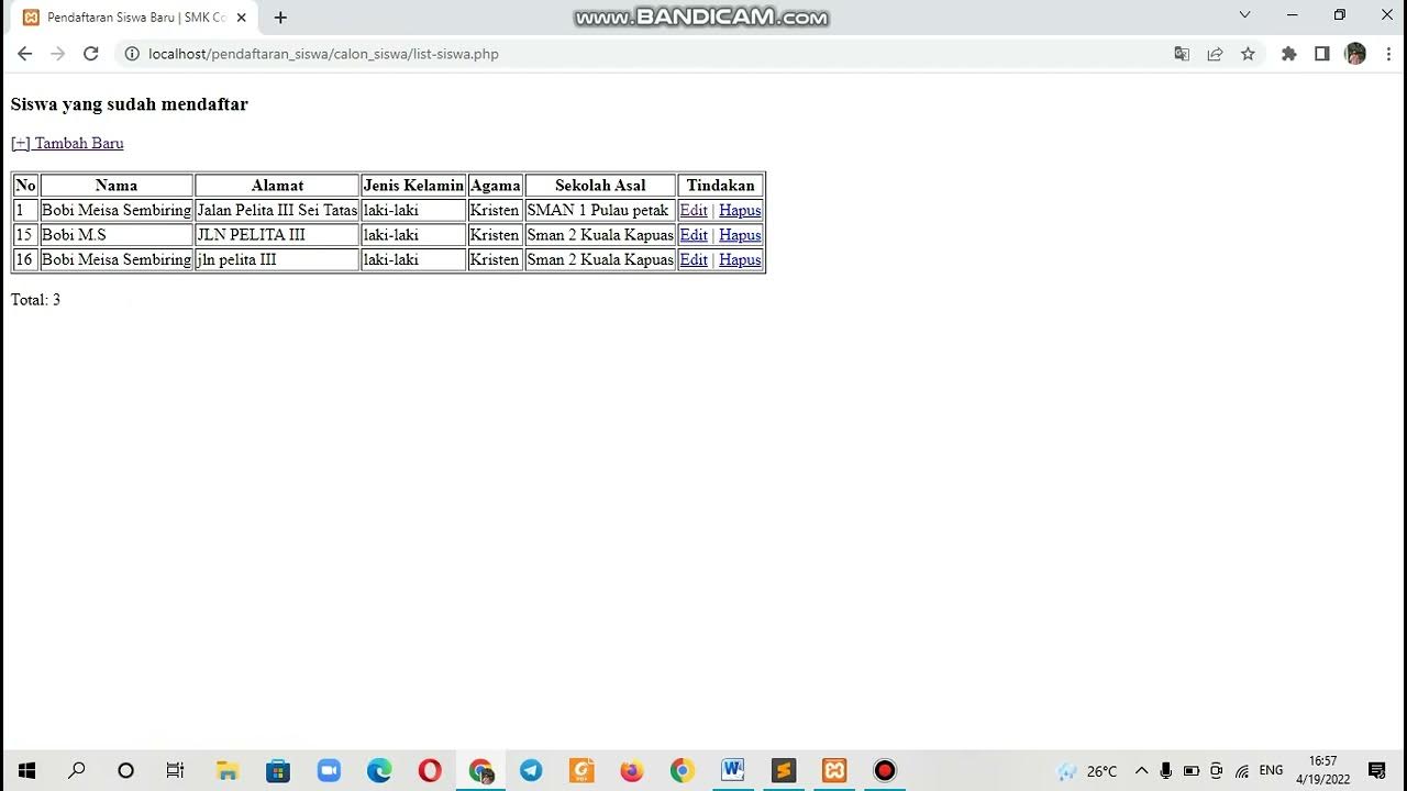 Tutorial PHP Dan MySQL Membuat Aplikasi CRUD [Studi Kasus Pendaftaran ...