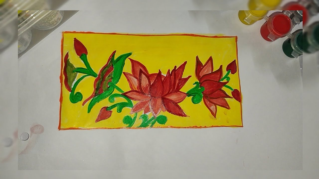 How to draw alekhan drawing in colour|Design in rectangle shape||Lotus ...