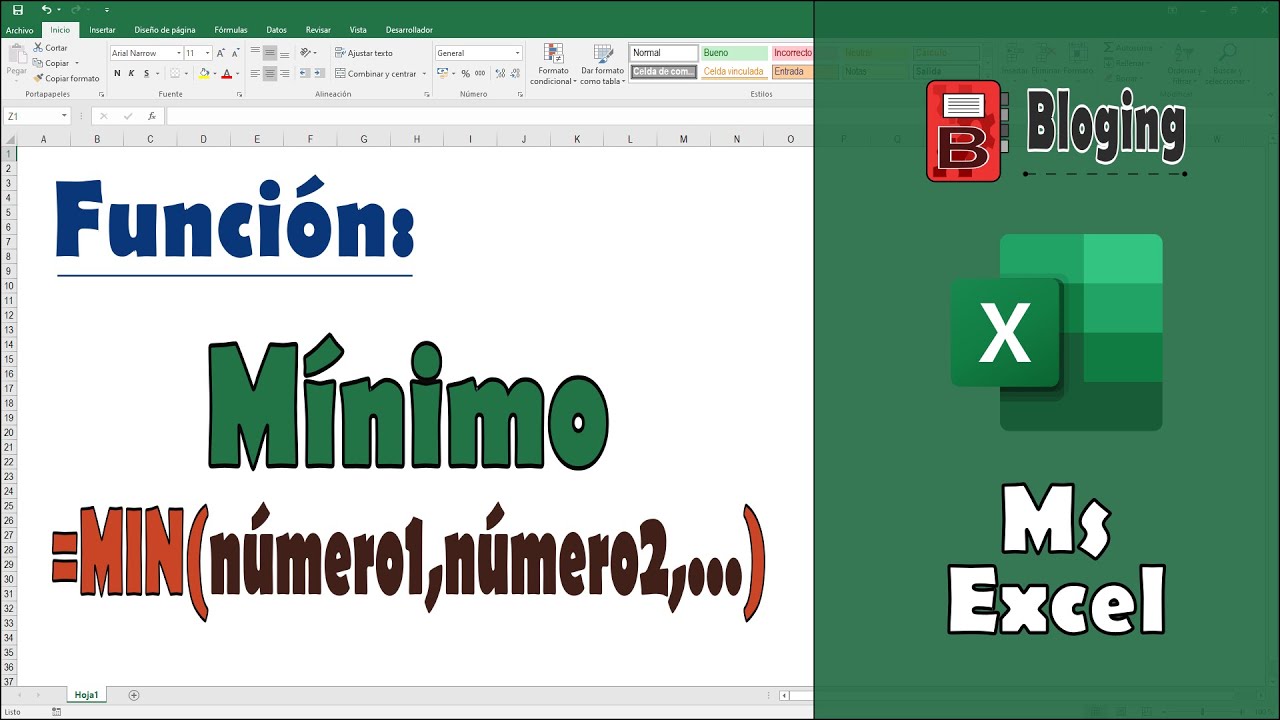 | EXCEL | FUNCION MINIMO (MIN) - YouTube