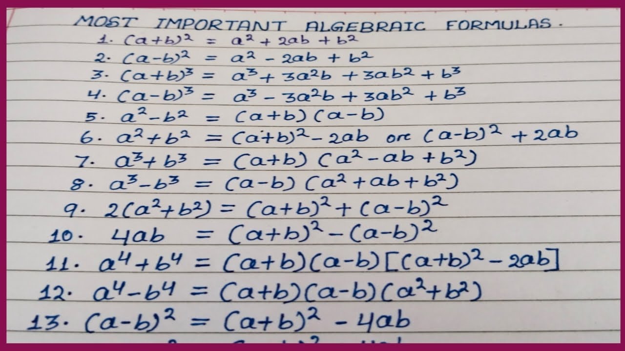 Algebraic Formula|| Important algebraic Formula|| math formula || # ...