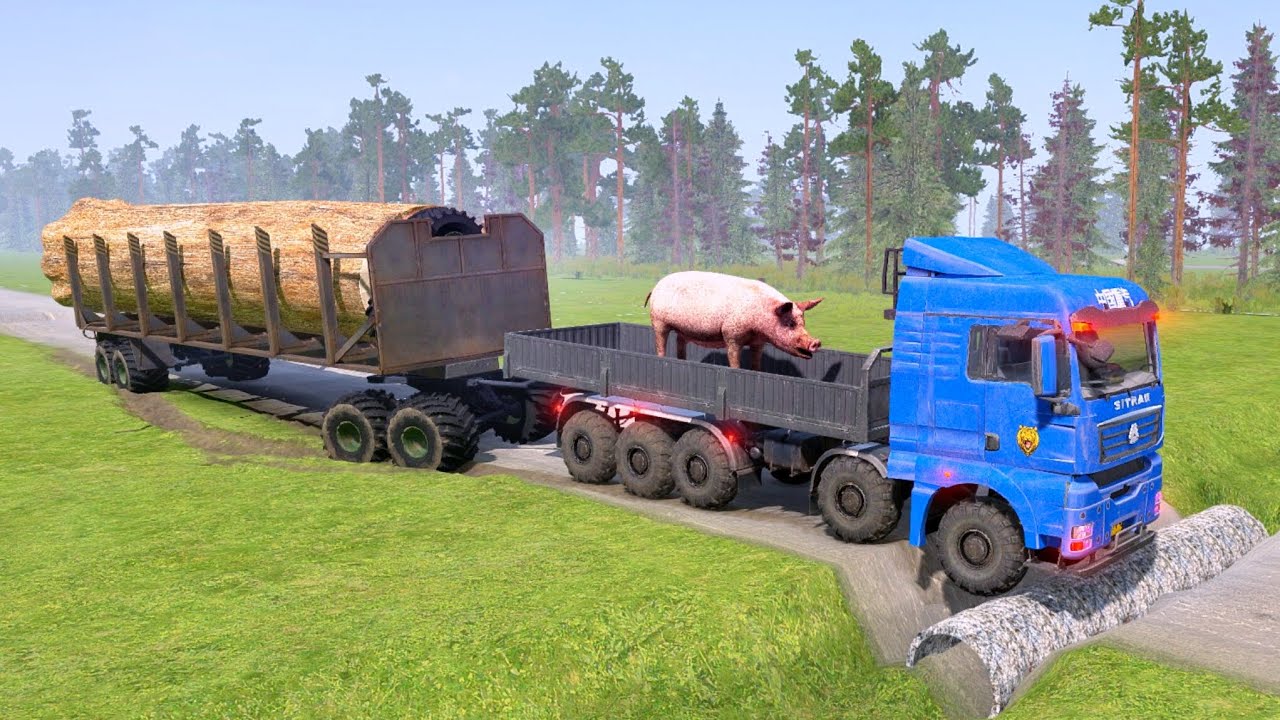 Spinning tires muddy Mercedes simulation game good Part179#spintires # ...