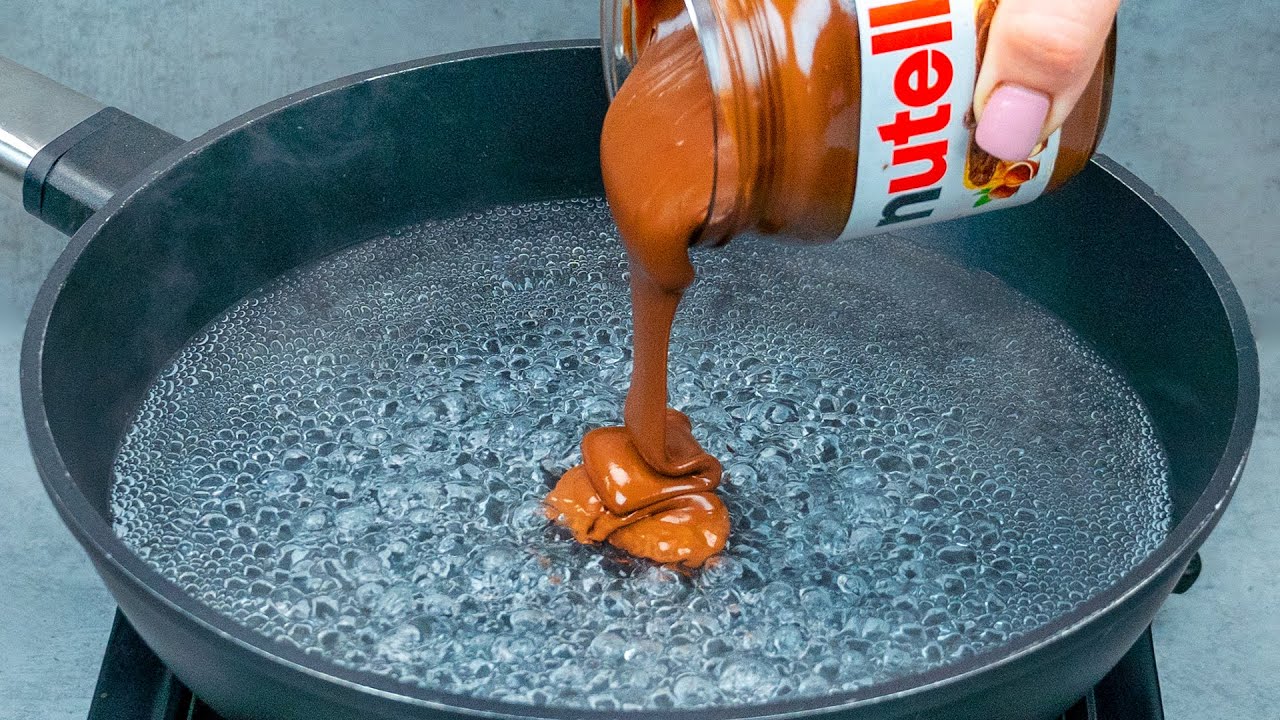 Just add Nutella to boiling water! Eat every last bit! - YouTube