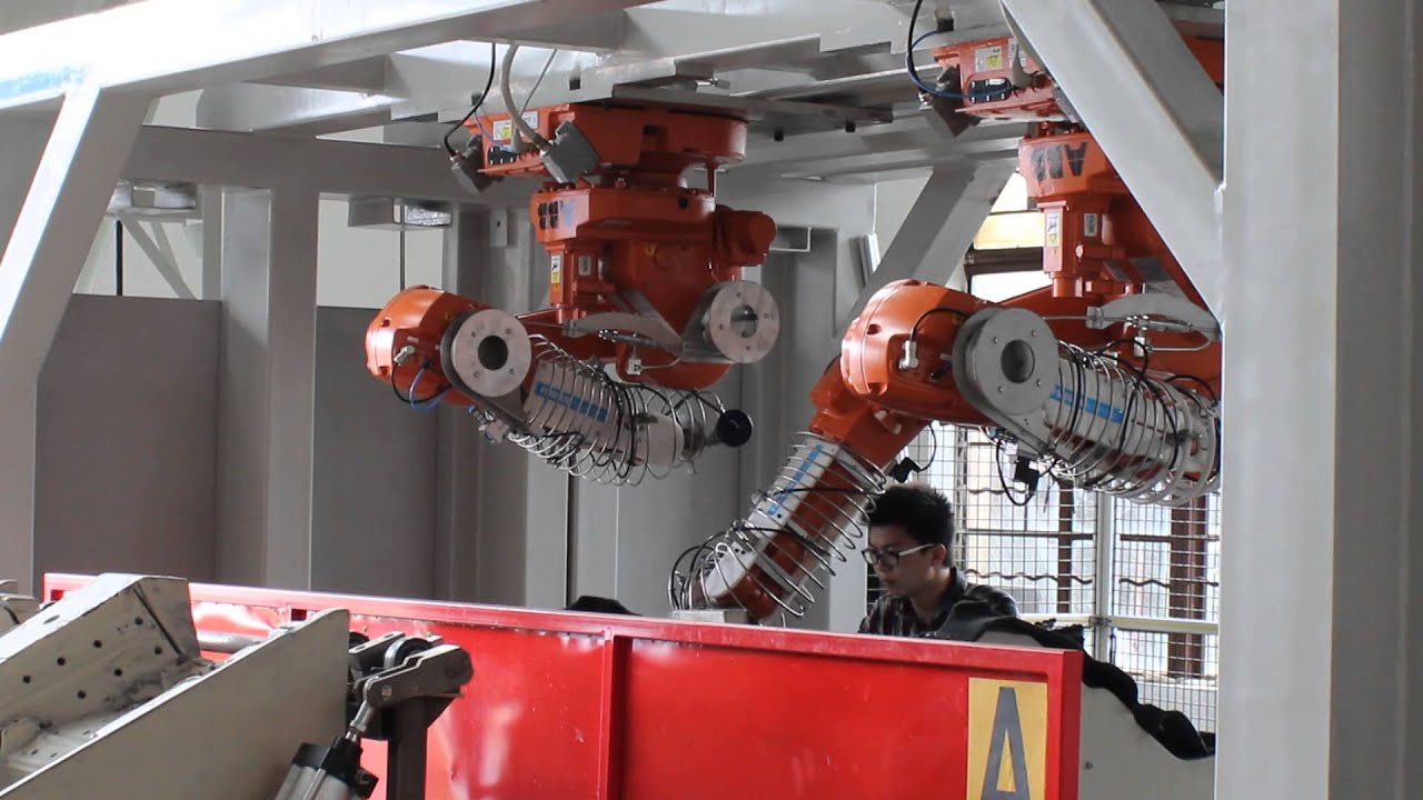 Russia 3 ABB Robots Turntable Waterjet Cutting 2 - YouTube