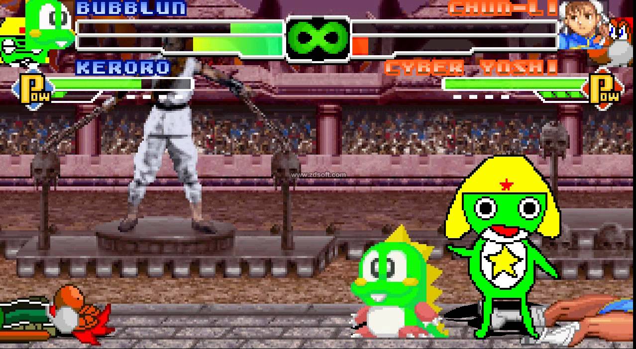 MUGEN : Bubblun And Keroro vs Chun-Li And Cyber Yoshi - YouTube