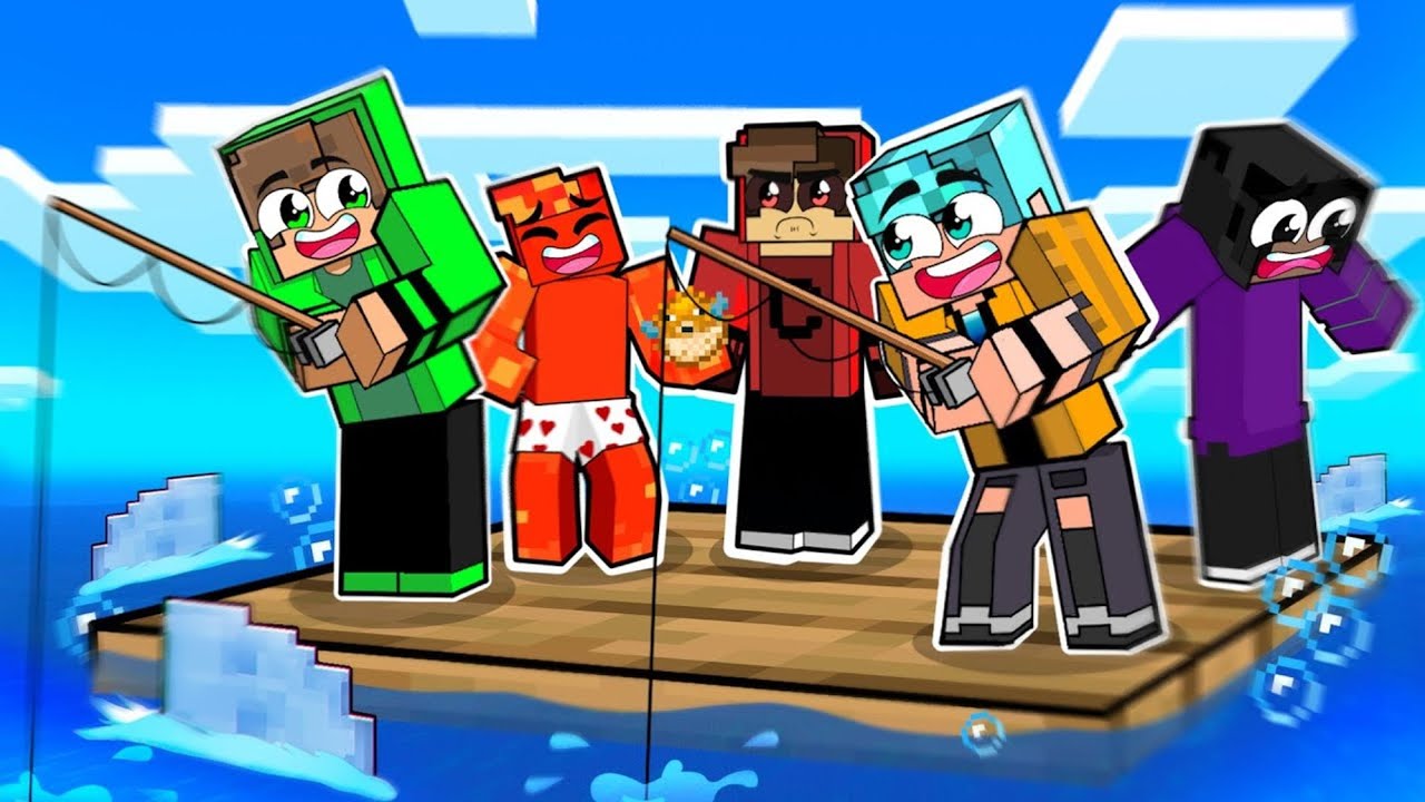 5 AMIGOS EN UNA BALSA EN MINECRAFT! - YouTube