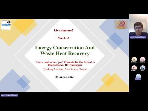 NPTEL | Energy Conservation And Waste Heat Recovery - ( noc23-me122 ) | Week-2 | Live Session 2 ...