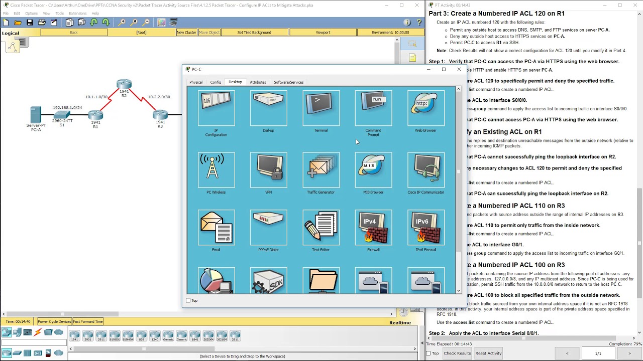 Ccna Security V2 Lab 4125 Configure Ip Acls To Mitigate