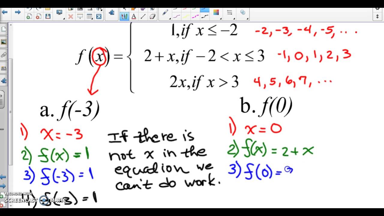 Example 1 Evaulating Piecewise Functions Youtube