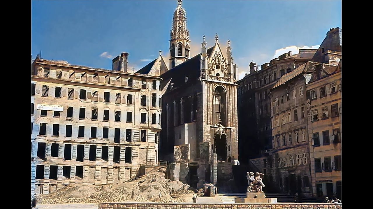 Beautiful but damaged Vienna (Wien) just after WW-II in color! [A.I ...