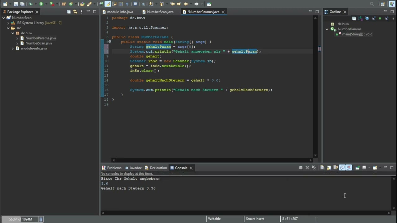 Java Zahlen aus Argumenten parsen - YouTube