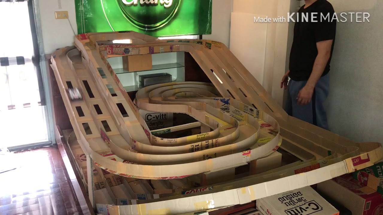 Cardboard tamiya mini4WD circuit(full mode) - YouTube