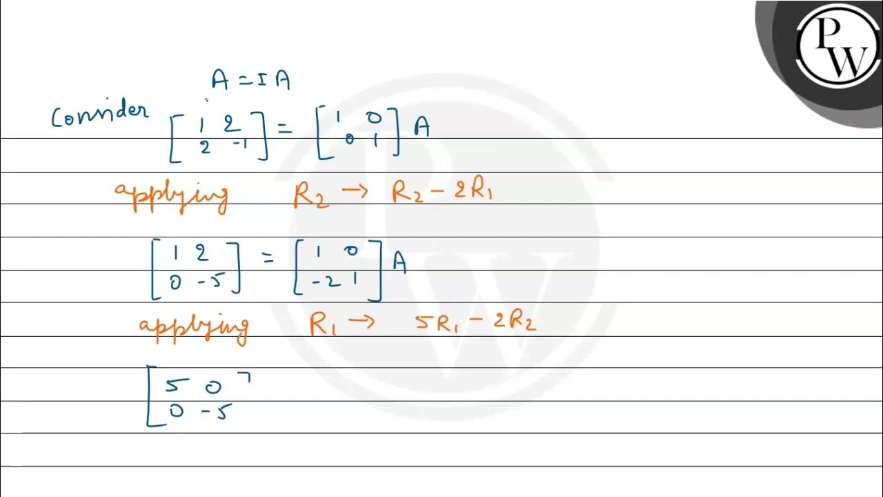 Using elementary row transformations, find the inverse of each of t... - YouTube
