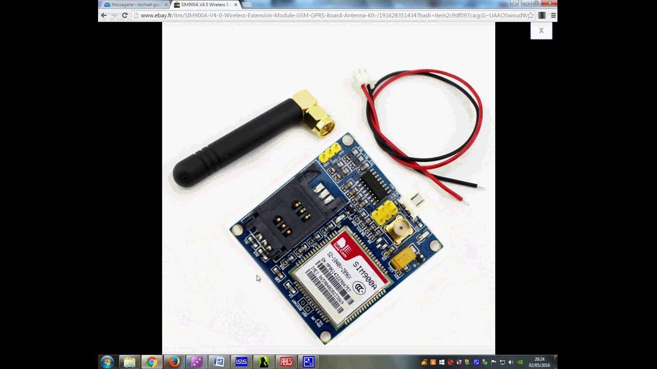 SIM900 SIM 900A flowcode V6 carte multifonction - YouTube