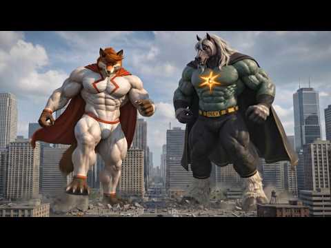 Giant Macro Supervillan Horse and Fox Growth and City Rampage Scene  [Ai Generated Video Test]