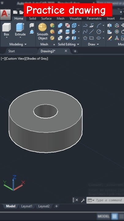 Autocad practice mechanical | AutoCad Drawing | Autocad 3d tutorial for beginners | #shorts ...