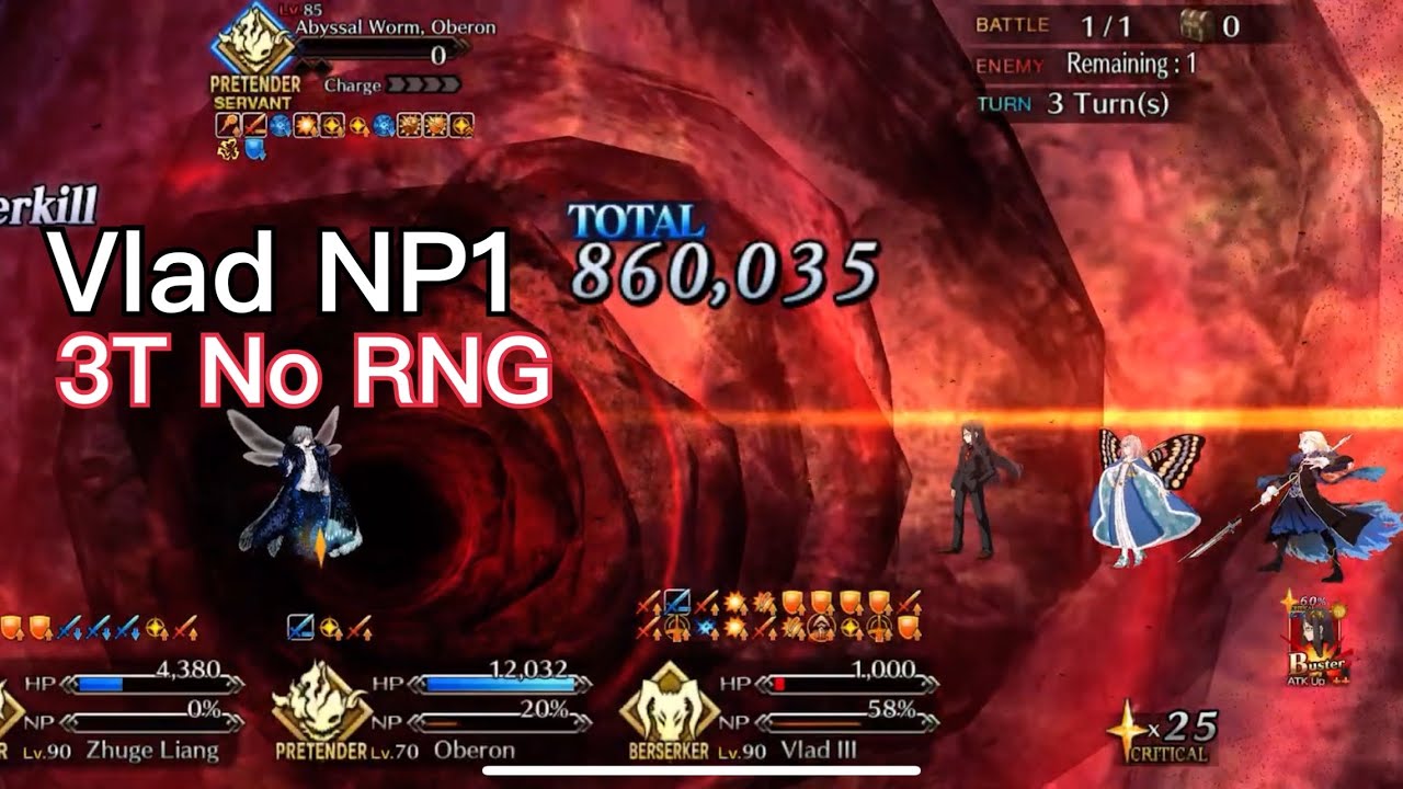 Fate Grand Order - Lostbelt 6 Oberon. Abyssal Worm - Vlad 3 turn - YouTube