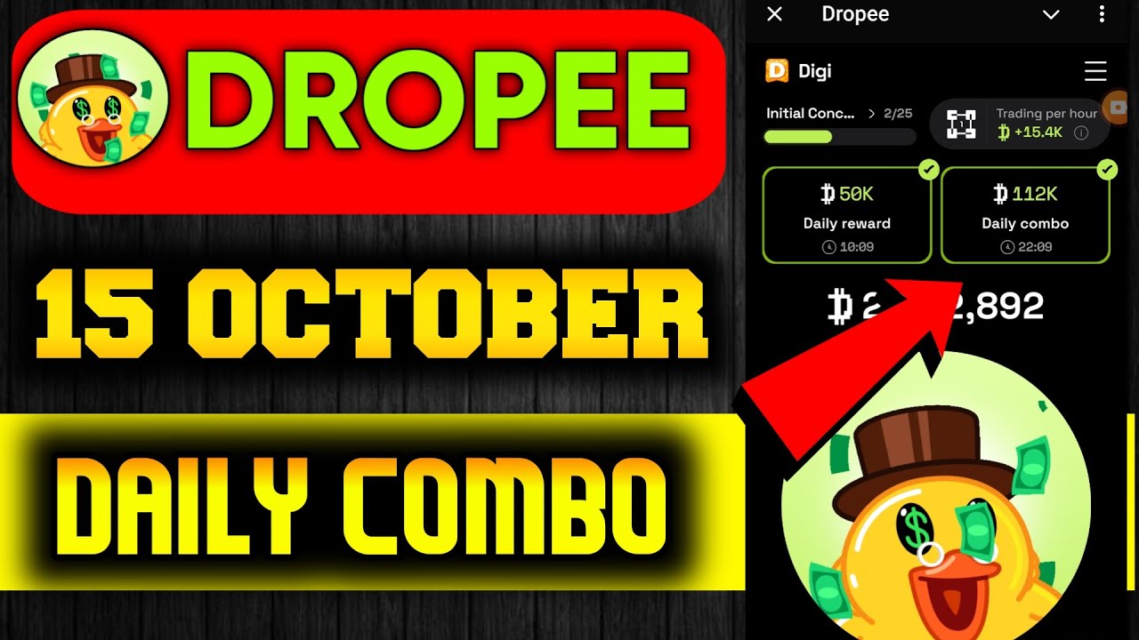 15 October Dropee App Daily Combo 💯🔥| Earn DRP TOKEN 168000 | Reward ...