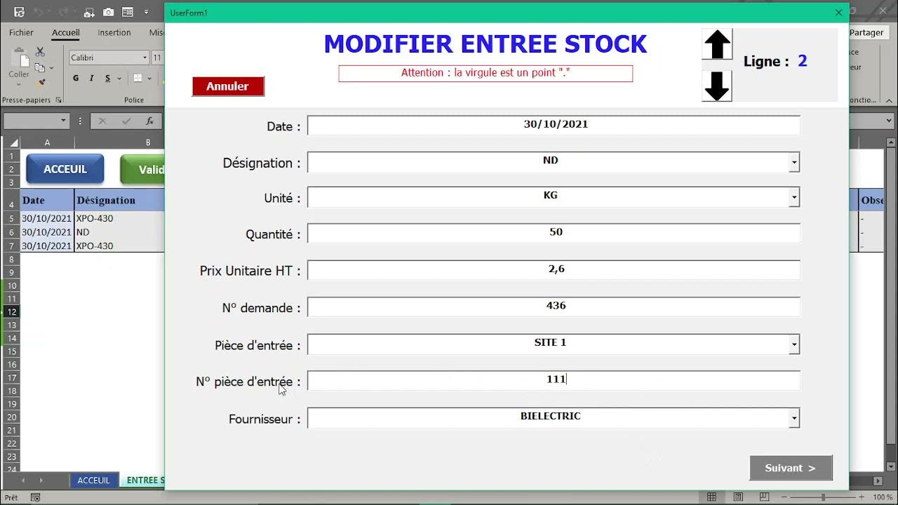Application Excel de gestion du stock 2 (Méthode FIFO) - YouTube