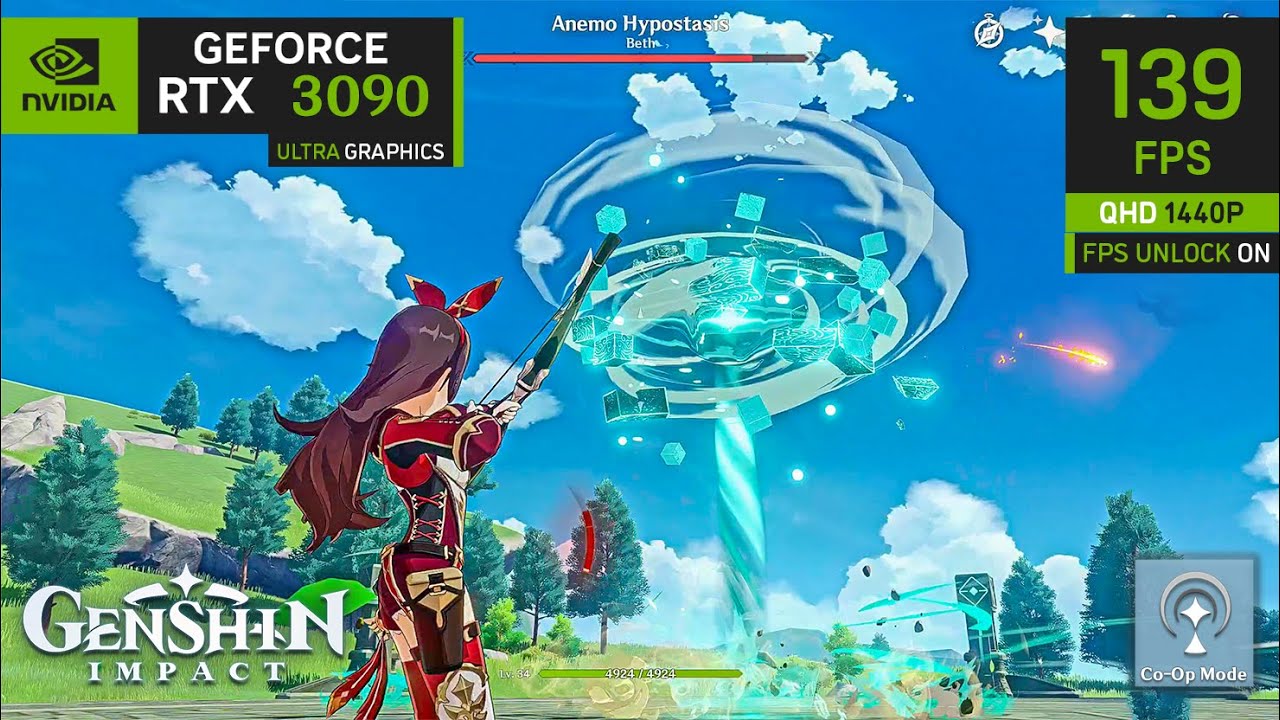 GUNSHIN IMPACT 4.0 Co-op Anemo Hypostasis Fight | NVIDIA GEFORCE RTX ...