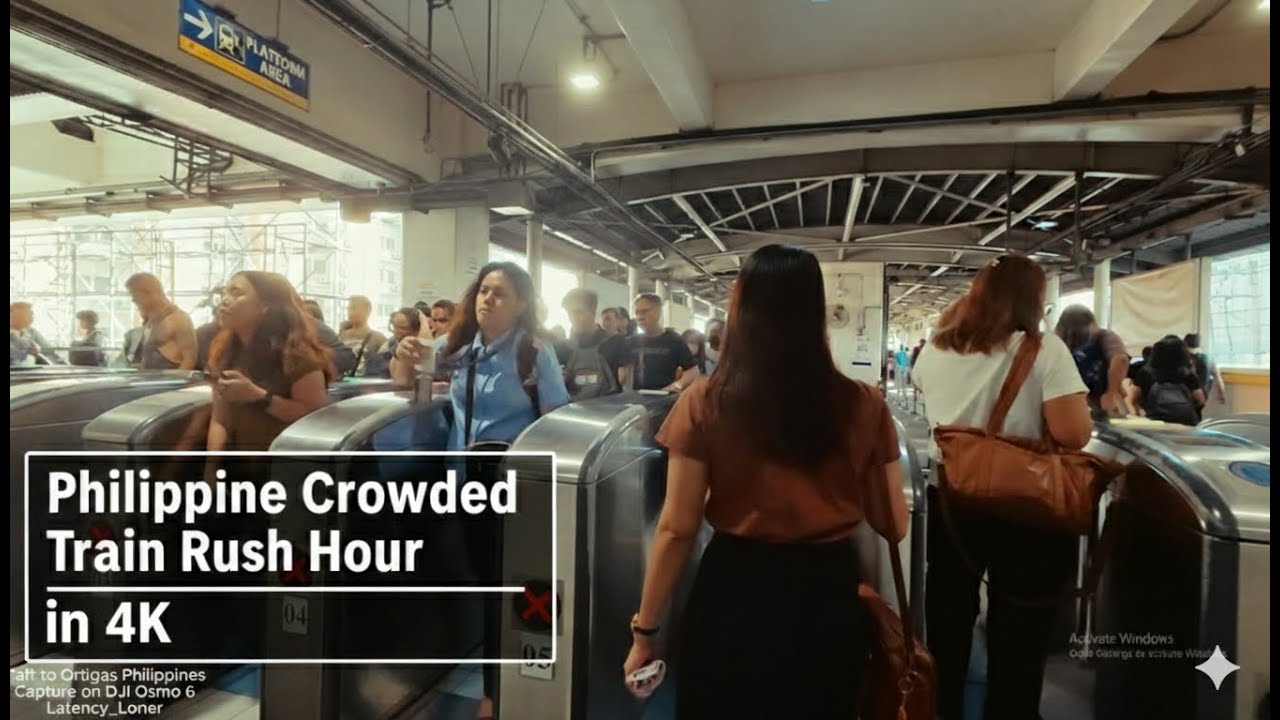 Philippines: Crowded Train Rush Hour in 4K Taft to Ortigas MRT EDSA ...