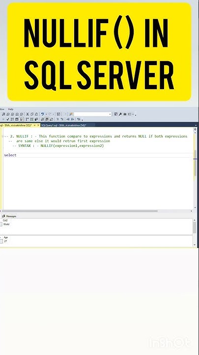 Nullif Function Sql Null Handling Functions In Sql Mysql Sql Sqlserver Ytshorts Shorts