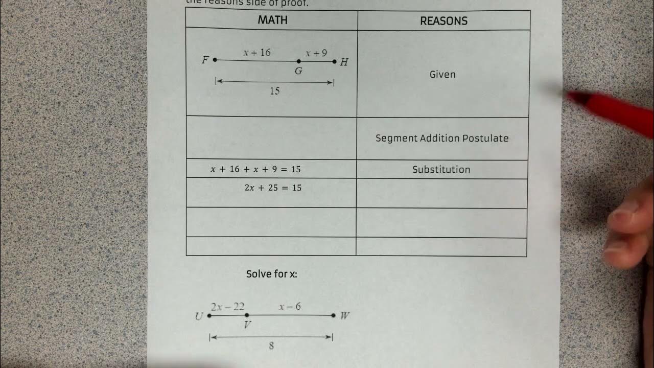 Unit 1.1 page 4-5 Segment Addition Postulate Proof - YouTube