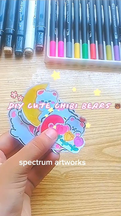 diy cute chibi bears 🐻#realastic #drawing #craft #bears - YouTube
